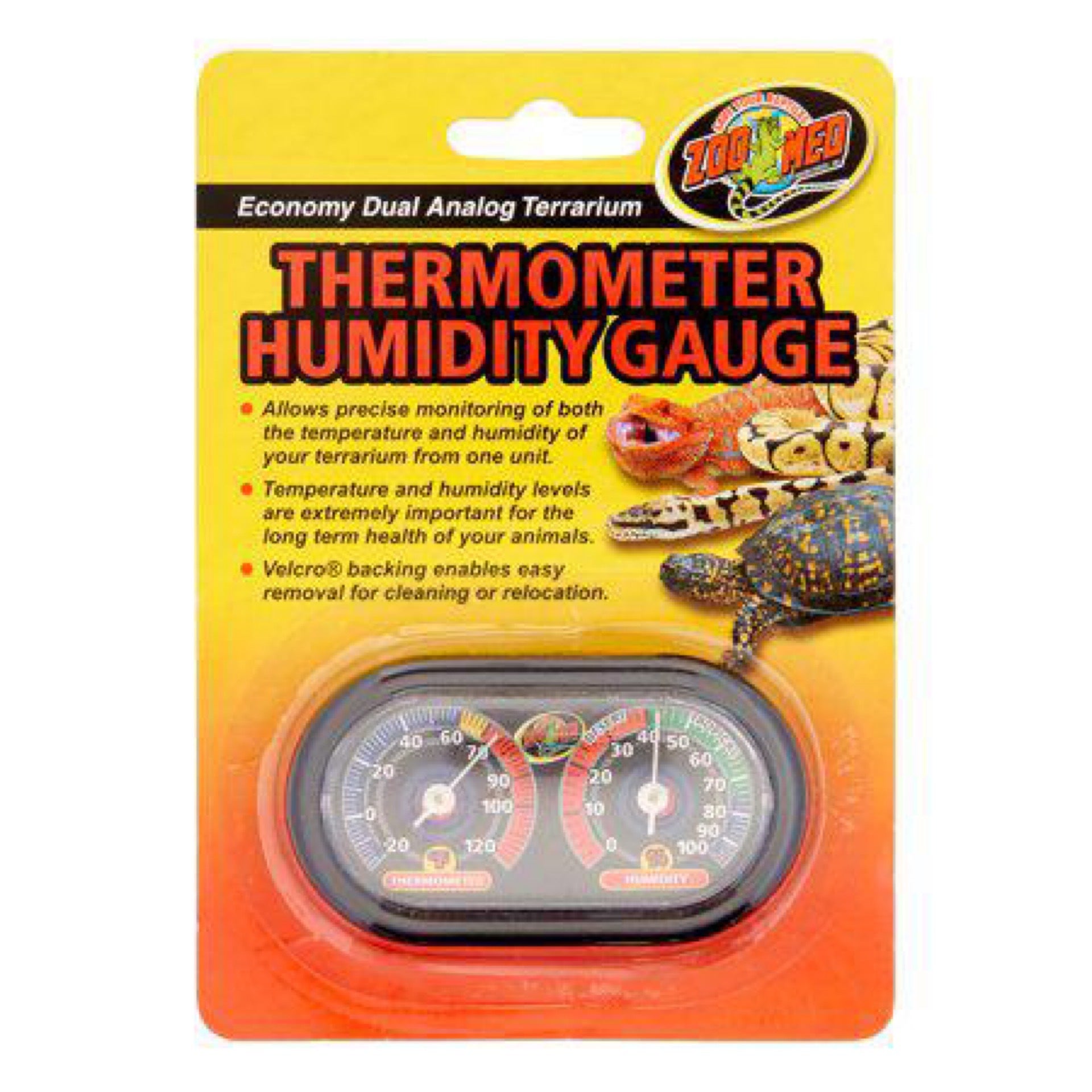 Zoo Med Economy Dual Analog Terrarium Thermometer Humidity Gauge ...